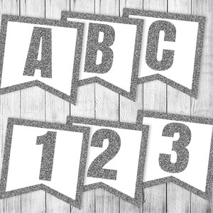 Silver Glitter Printable Bunting, Alphabet Set Banner, Diy Party ...