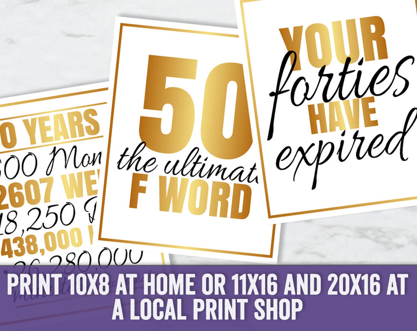 Printable 50th Birthday Signs, Gold Party Signs 1973, Gold 50th ...
