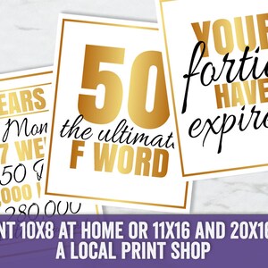 Printable 50th Birthday Signs, Gold Party Signs 1973, Gold 50th ...