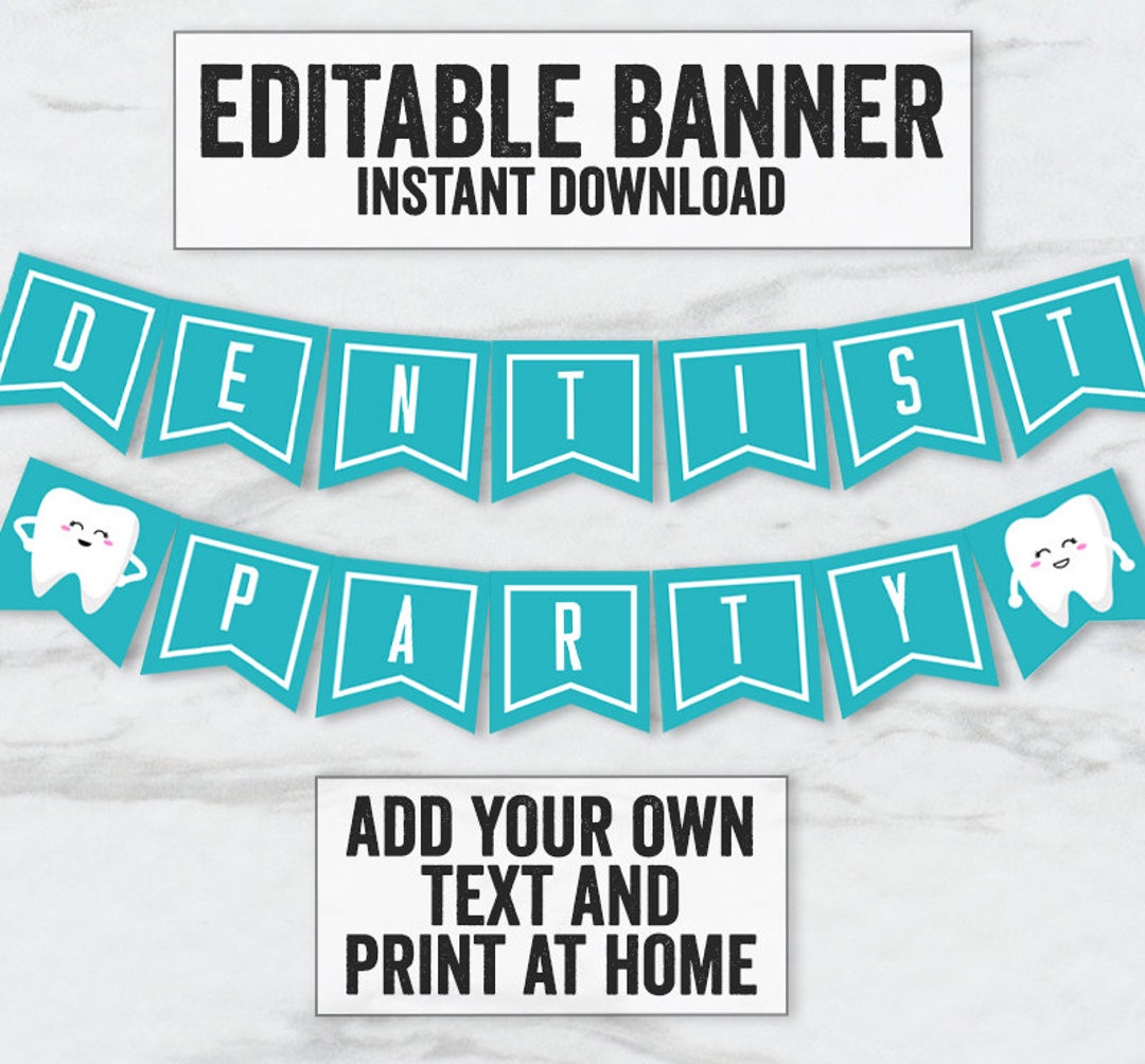 Buy Printable Dentist Banner, Editable Dentistry Party Bunting, Any ...