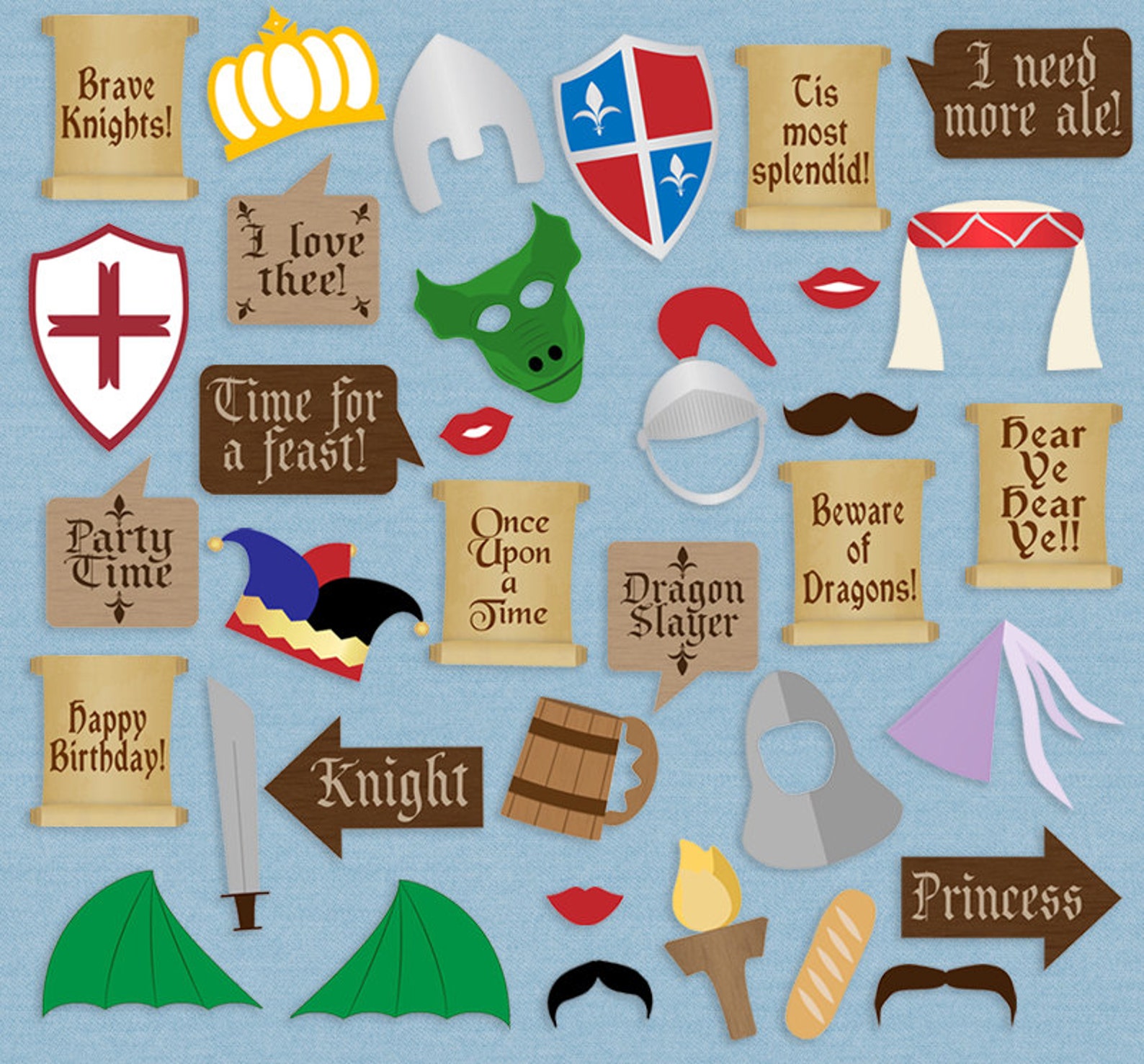 35 Medieval Party Props Knights Party Printable Photo Booth - Etsy UK