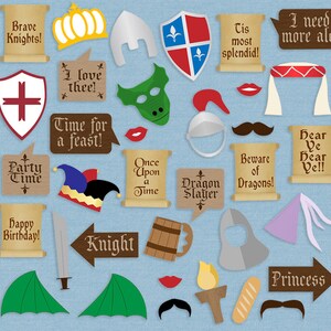 35 Medieval Party Props, Knights Party Printable Photo Booth Signs ...