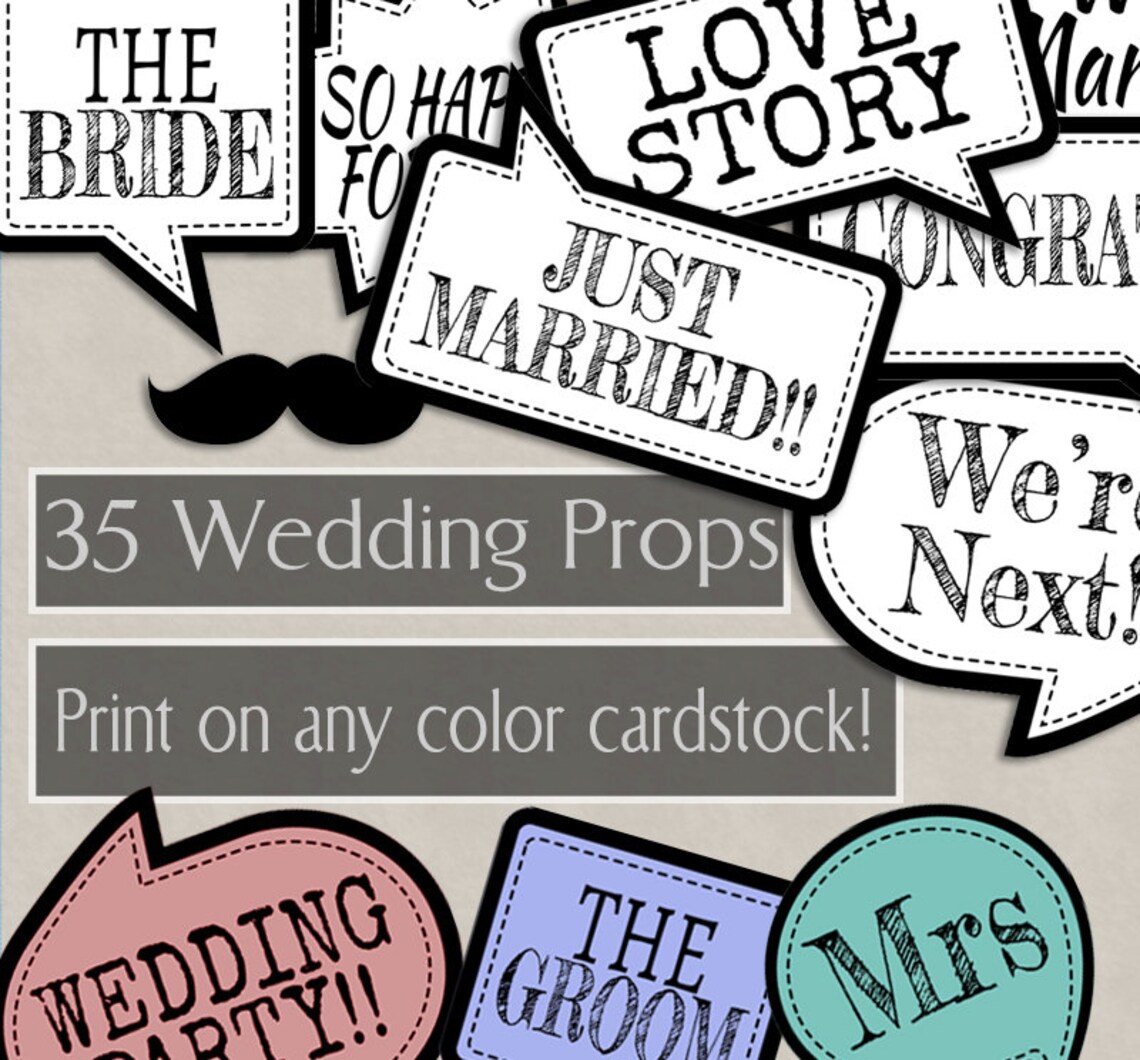 35 Any Colour Wedding Props Printable Photo Booth Wedding - Etsy