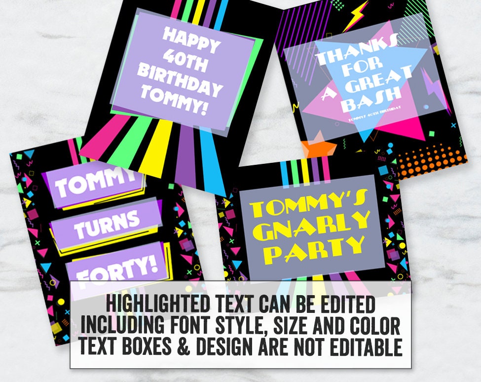 Printable Eighties Party Signs, Digital 80s Party Signs, Printable ...