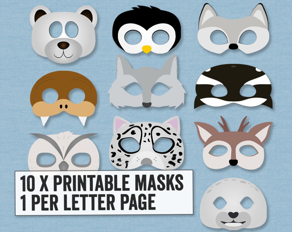 10 Snowy Animal Mask Printables Kid's Arctic Masks - Etsy UK