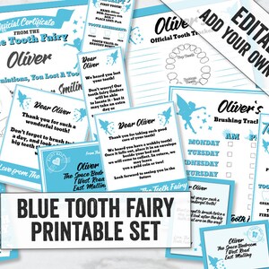Printable Tooth Fairy Bundle, Blue Printable Tooth Fairy Letters ...