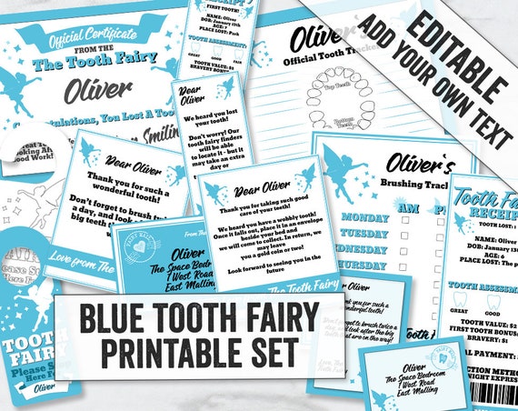 Printable Tooth Fairy Bundle Blue Printable Tooth Fairy - Etsy