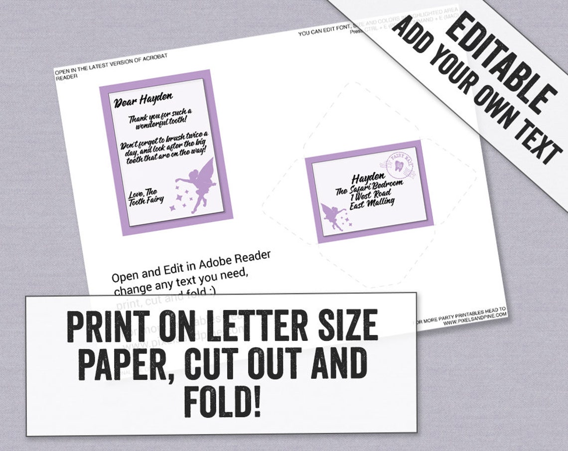 Mini Printable Tooth Fairy Letter Mini Purple Toothfairy - Etsy