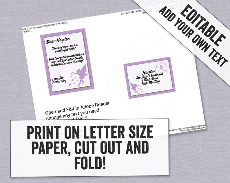 Mini Printable Tooth Fairy Letter, Mini Purple Toothfairy Letter ...