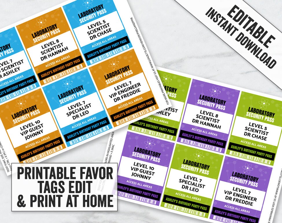 Editable Science Passes Template, Printable Science Laboratory Passes ...