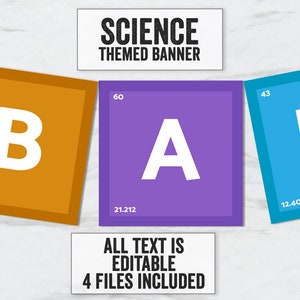 Printable Science Banner, Editable Science Periodic Table Party Bunting ...