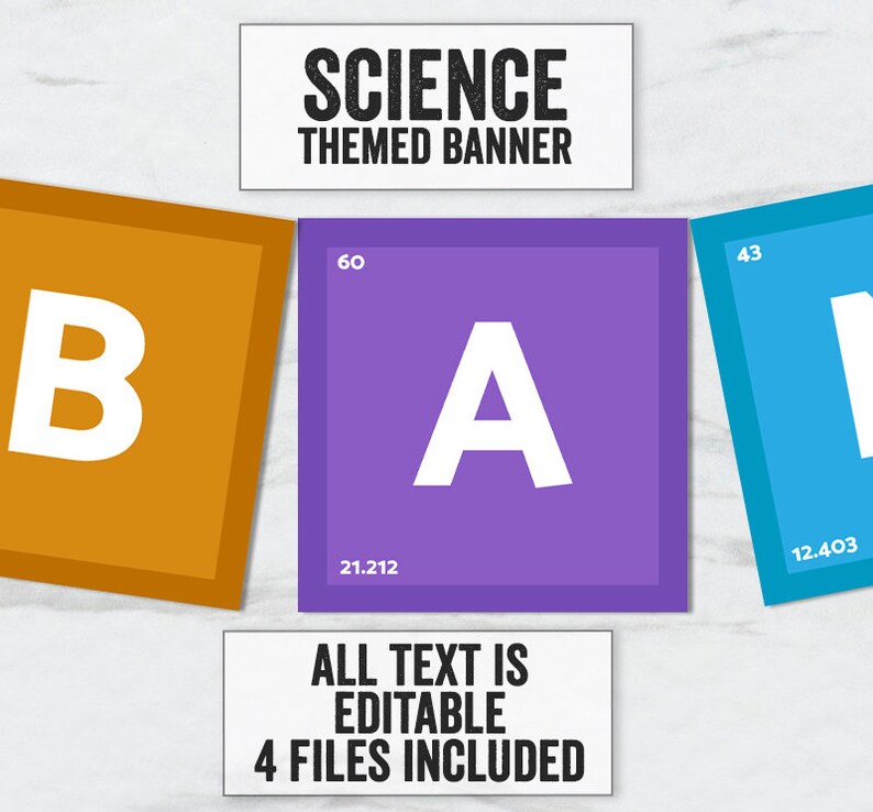 Printable Science Banner, Editable Science Periodic Table Party Bunting ...