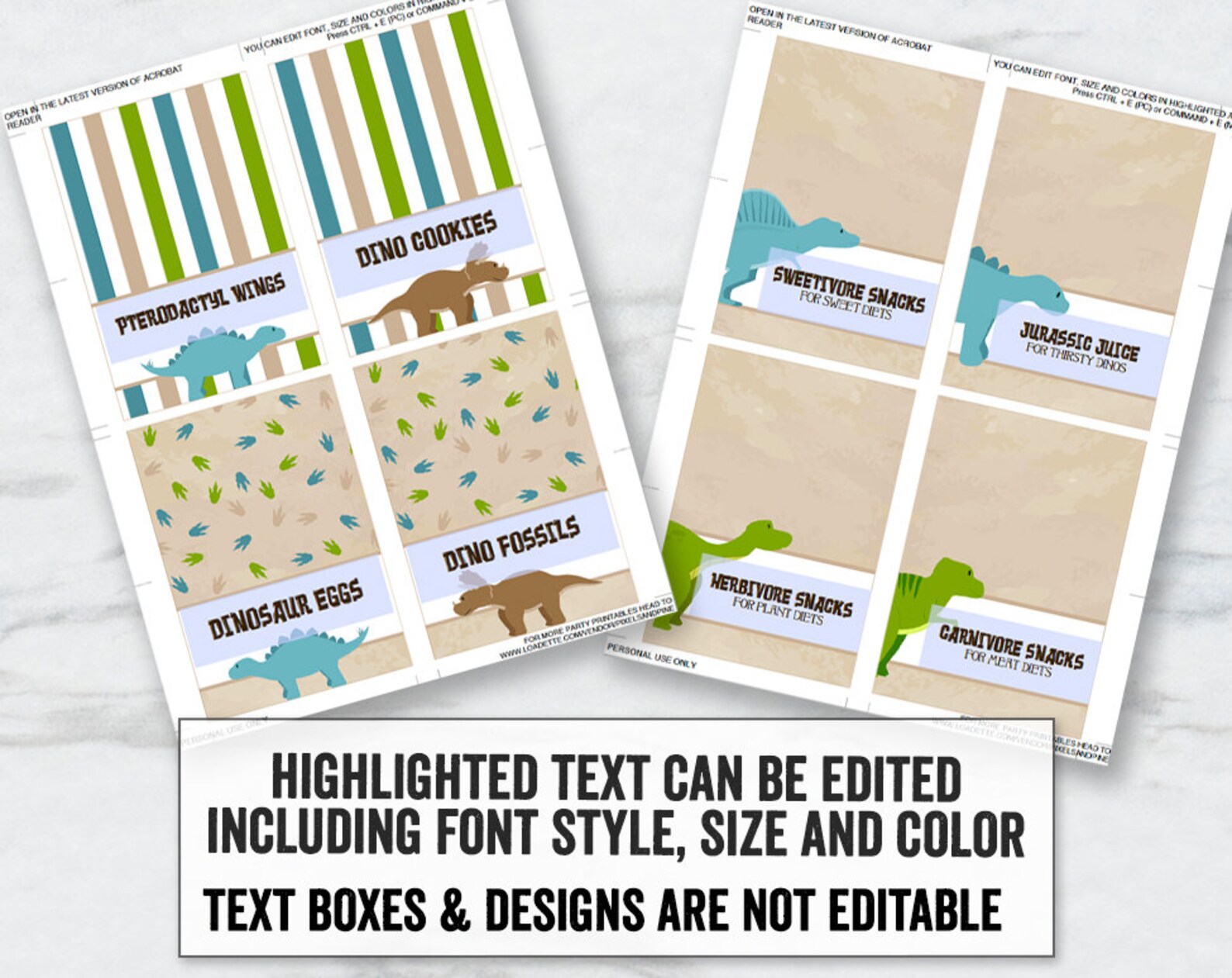 Dinosaur Party Tent Card Printables, Editable Dinosaur Party Place ...