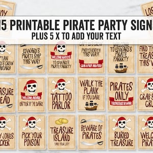 Printable Pirate Themed Party Signs, Printable Pirate Party Decor, Old ...