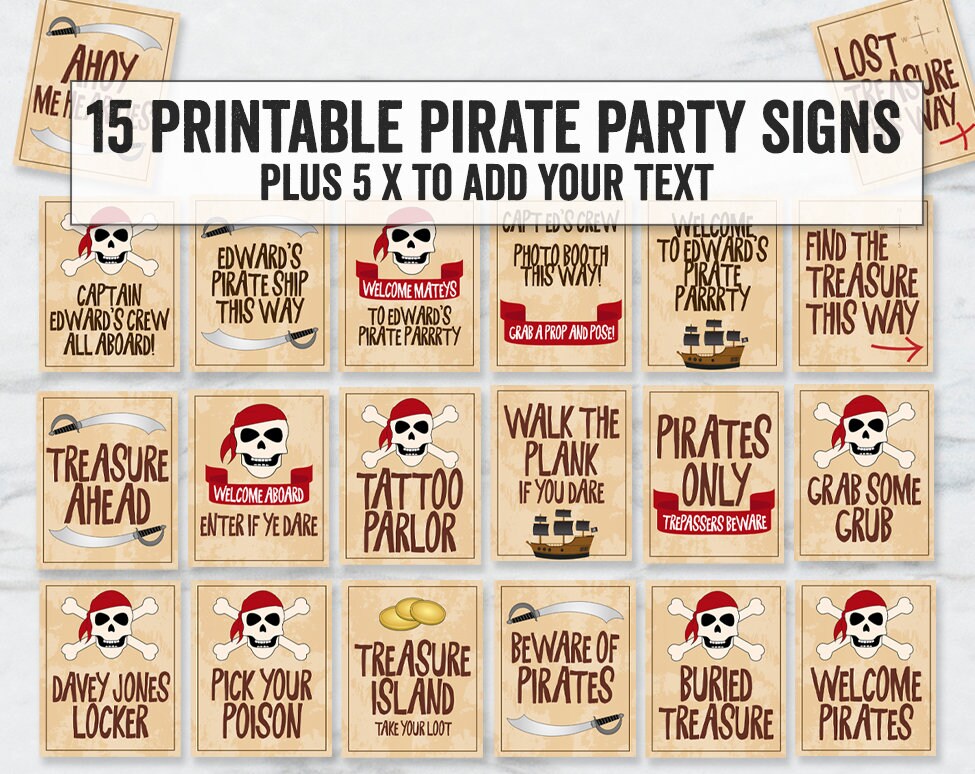 Printable Pirate Themed Party Signs Printable Pirate Party - Etsy