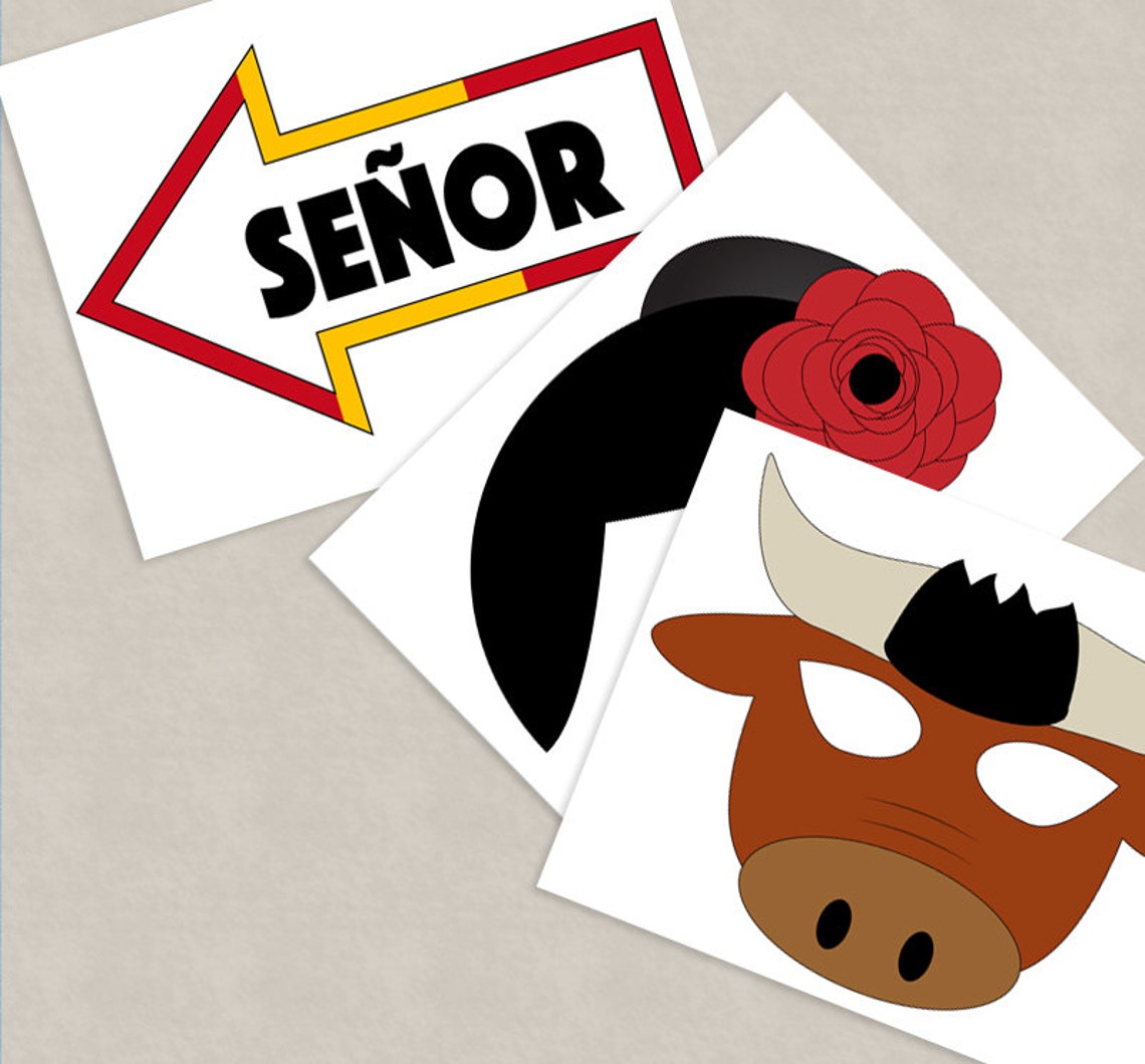35 Spanish Photo Booth Props, Spain Themed Party Props, Barcelona Party ...