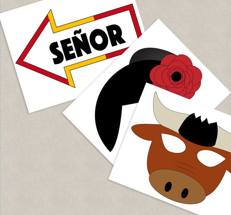 35 Spanish Photo Booth Props, Spain Themed Party Props, Barcelona Party ...