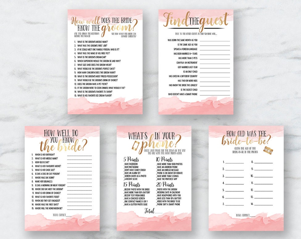 Editable Bridal Shower Game Bundle, Edit and Print Your Own Bridal ...
