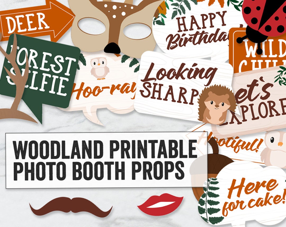Woodland Printable Photo Booth Party Props, Forest Theme Party Photo ...