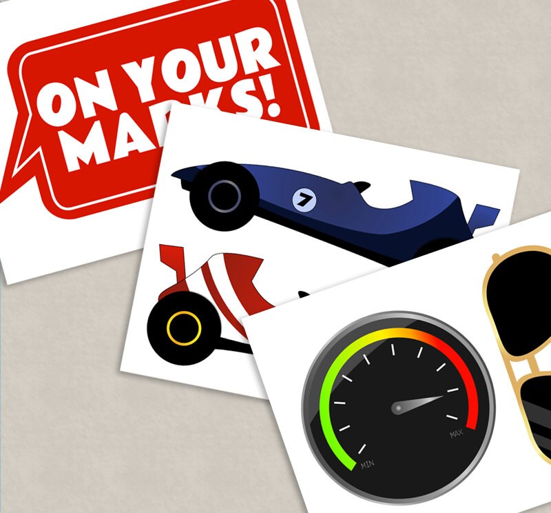35 Race Car Themed Party Photo Props, Racing Car Party Decor, Racing ...