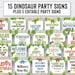 Printable Dinosaur Party Signs, Editable Dinosaur Party Signs and Games ...