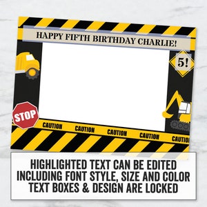 Printable Construction Party Frame Prop, Editable Construction ...
