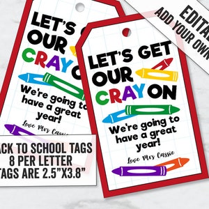 Printable Back to School Tags, Editable Back to School, Let's Get Our ...