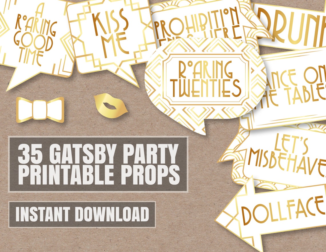 40 Printable Gatsby Party Props White 1920s Party Props | Etsy
