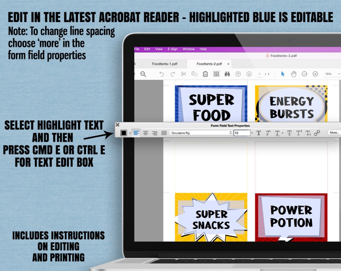 Superhero Party Tent Card Printables, Editable Super Hero Place Cards ...