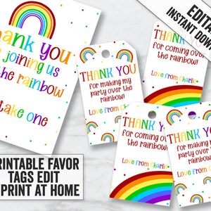 Editable Rainbow Party Bundle, Printable Rainbow Party Birthday Pack ...