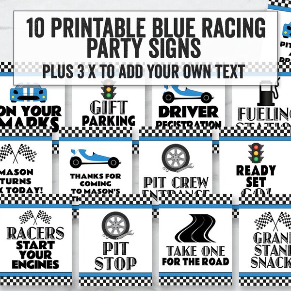 Blue Race Car Birthday Theme Decor - Etsy
