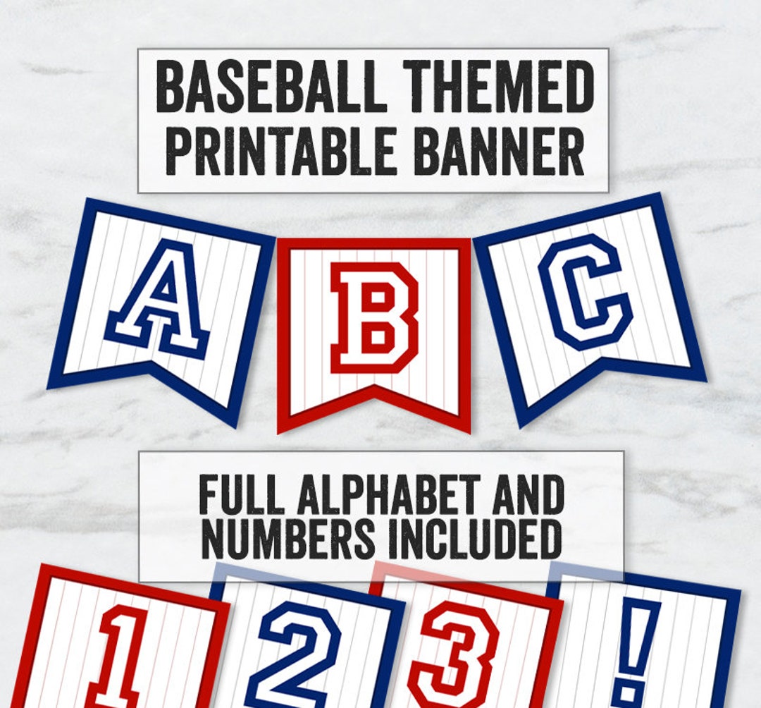 Baseball Bunting Printable, Any Phrase, DIY Baseball Party Banner ...