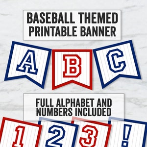 Baseball Bunting Printable, Any Phrase, DIY Baseball Party Banner ...