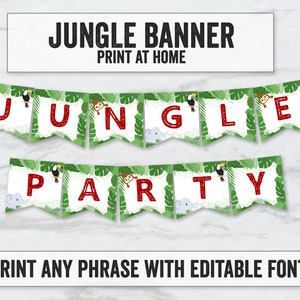 Editable Jungle Party Bundle, Printable Jungle Safari Party Pack ...