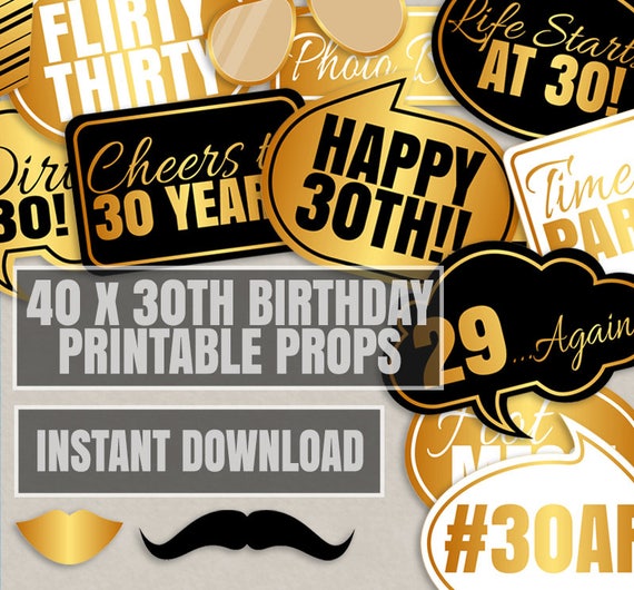 40 x 30th Birthday Party Props 30th party props thirtieth | Etsy