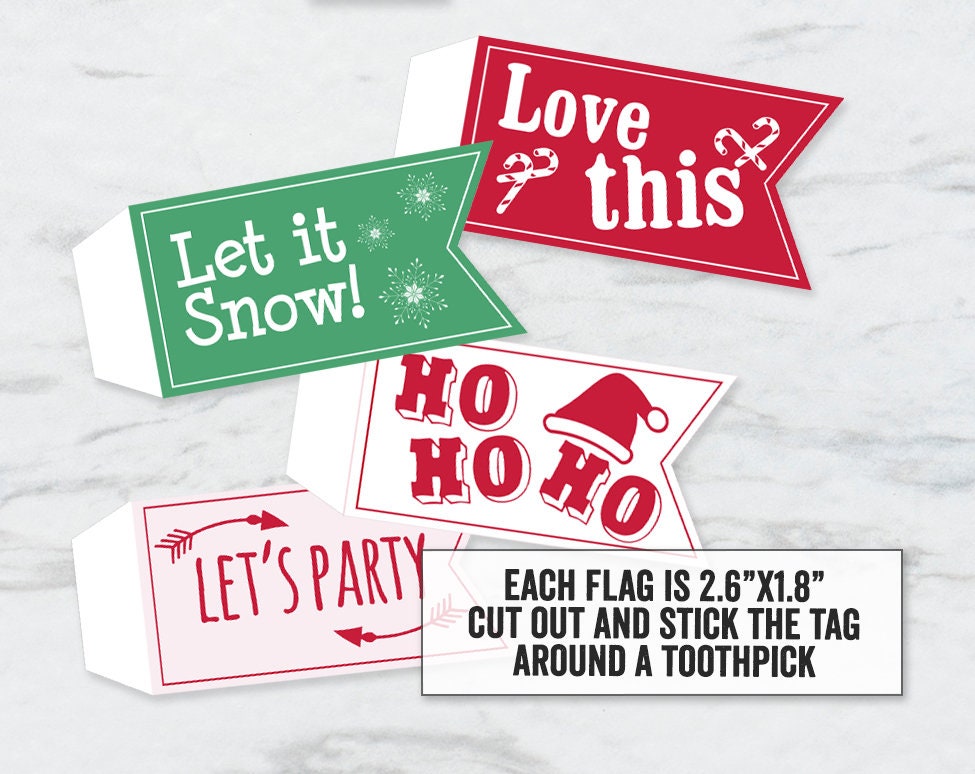 Printable Christmas Elf Flags, Christmas Mini Banners for Elves, Elf ...