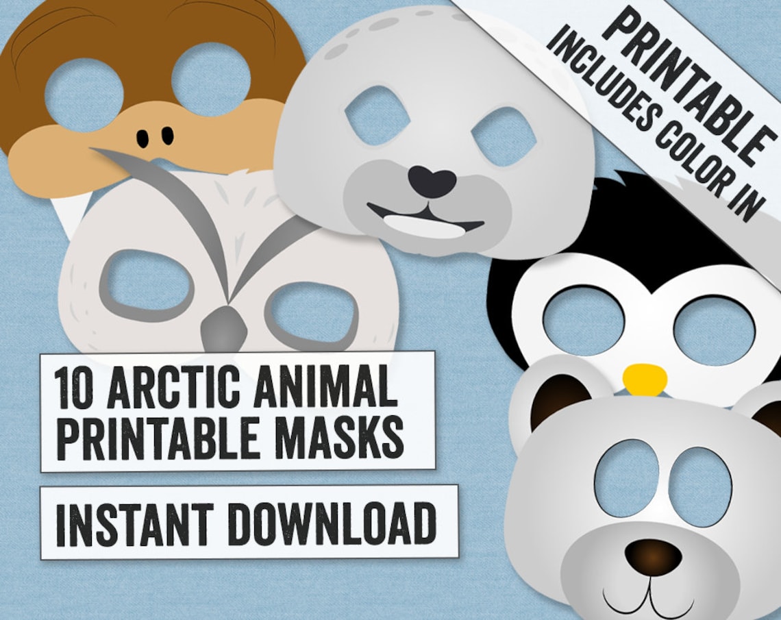 10 Snowy Animal Mask Printables Kid's Arctic Masks - Etsy