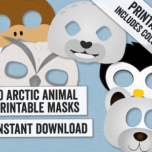 10 Snowy Animal Mask Printables, Kid's Arctic Masks, Printable Masks ...