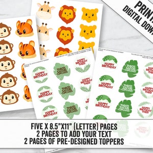 Jungle Cupcake Topper Printable, Printable Jungle Safari Cupcake ...