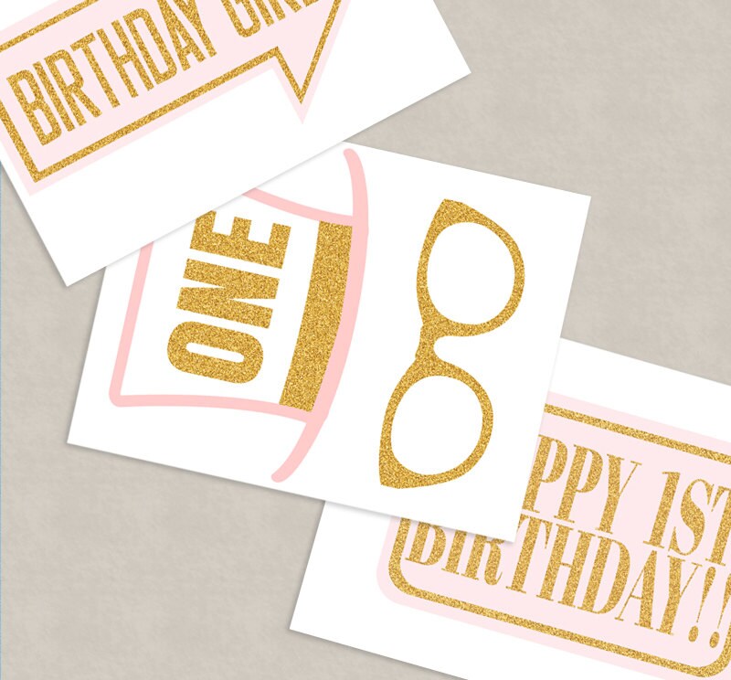 35 Girl's 1st Birthday Party Props, Photo Booth Props First Birthday ...