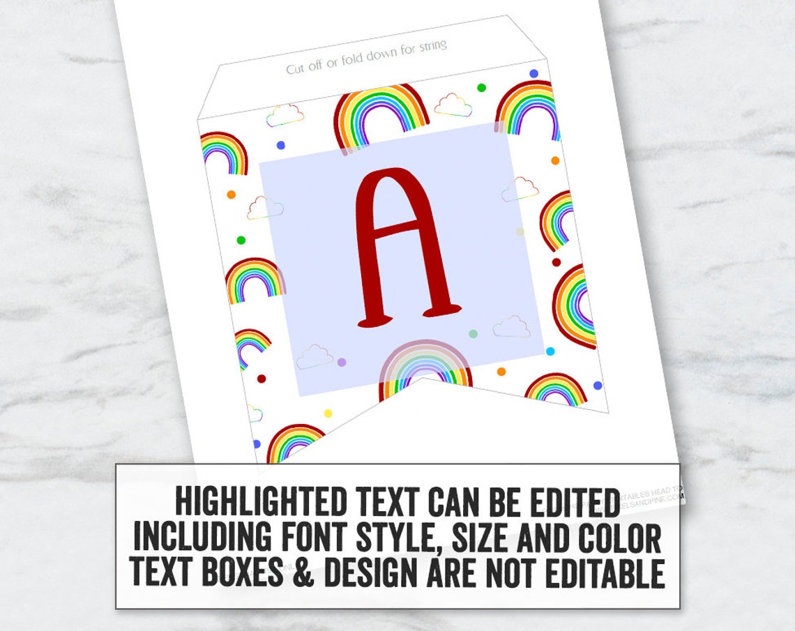 Editable Rainbow Party Bunting Printable Rainbow Party - Etsy