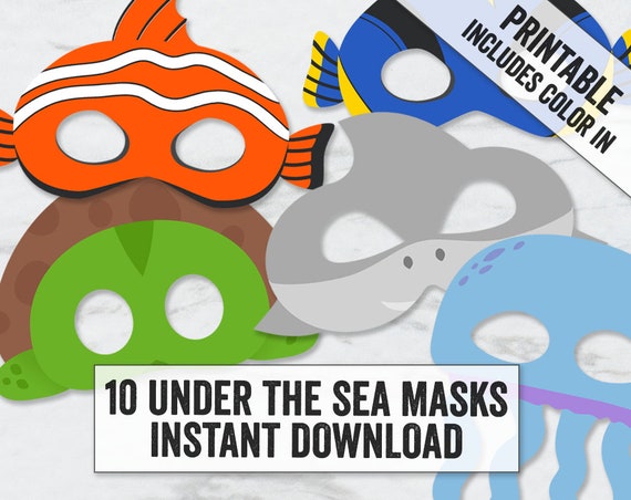 10 Under the Sea Mask Printables Printable Ocean Animal - Etsy