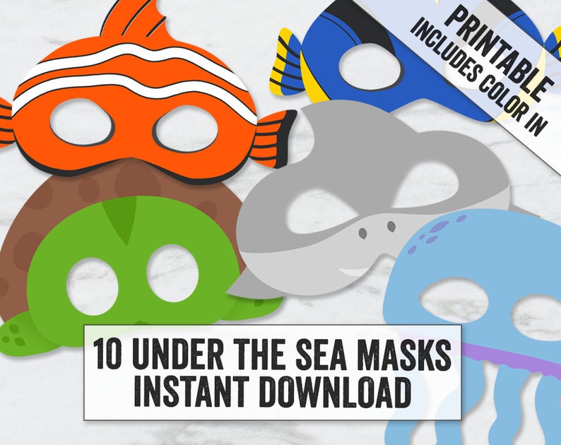 10 Under the Sea Mask Printables, Printable Ocean Animal Masks, Kid's ...