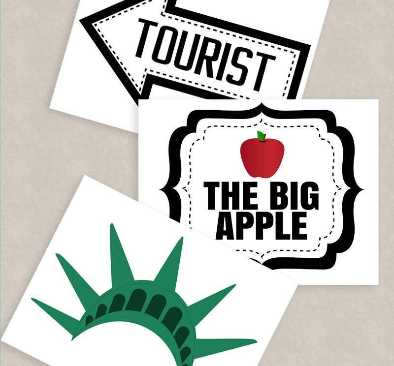 35 New York Photo Props, New York Party Photo Booth Props, I Love Ny ...
