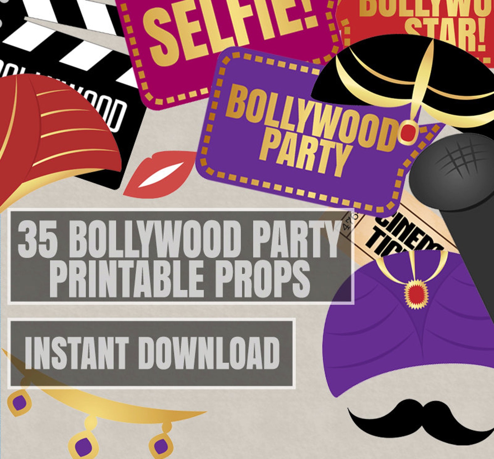 35 Bollywood Photo Booth Props, Bollywood Themed Party Props, Love ...