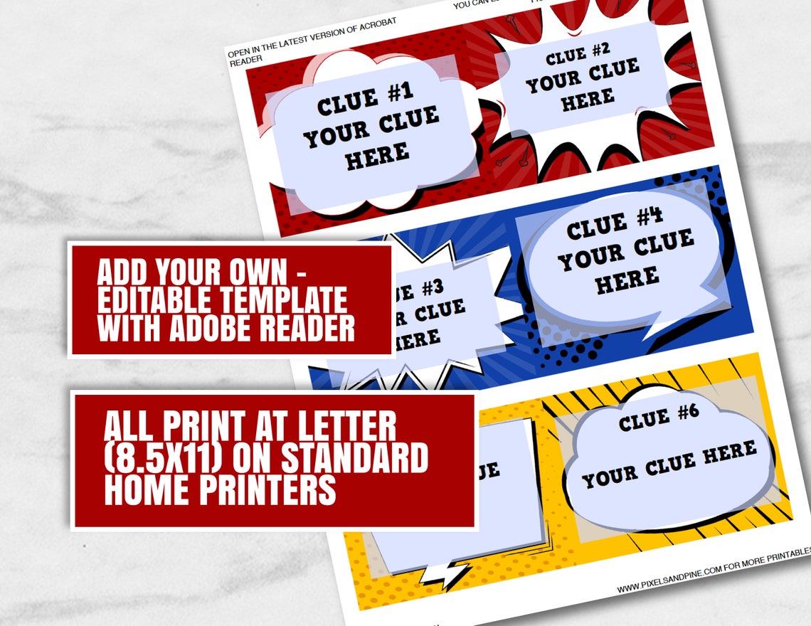 Superhero Treasure Hunt Printable, Birthday Scavenger Hunt Printable ...