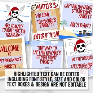 Printable Pirate Party Signs, Printable Pirate Signs, Editable Fun ...