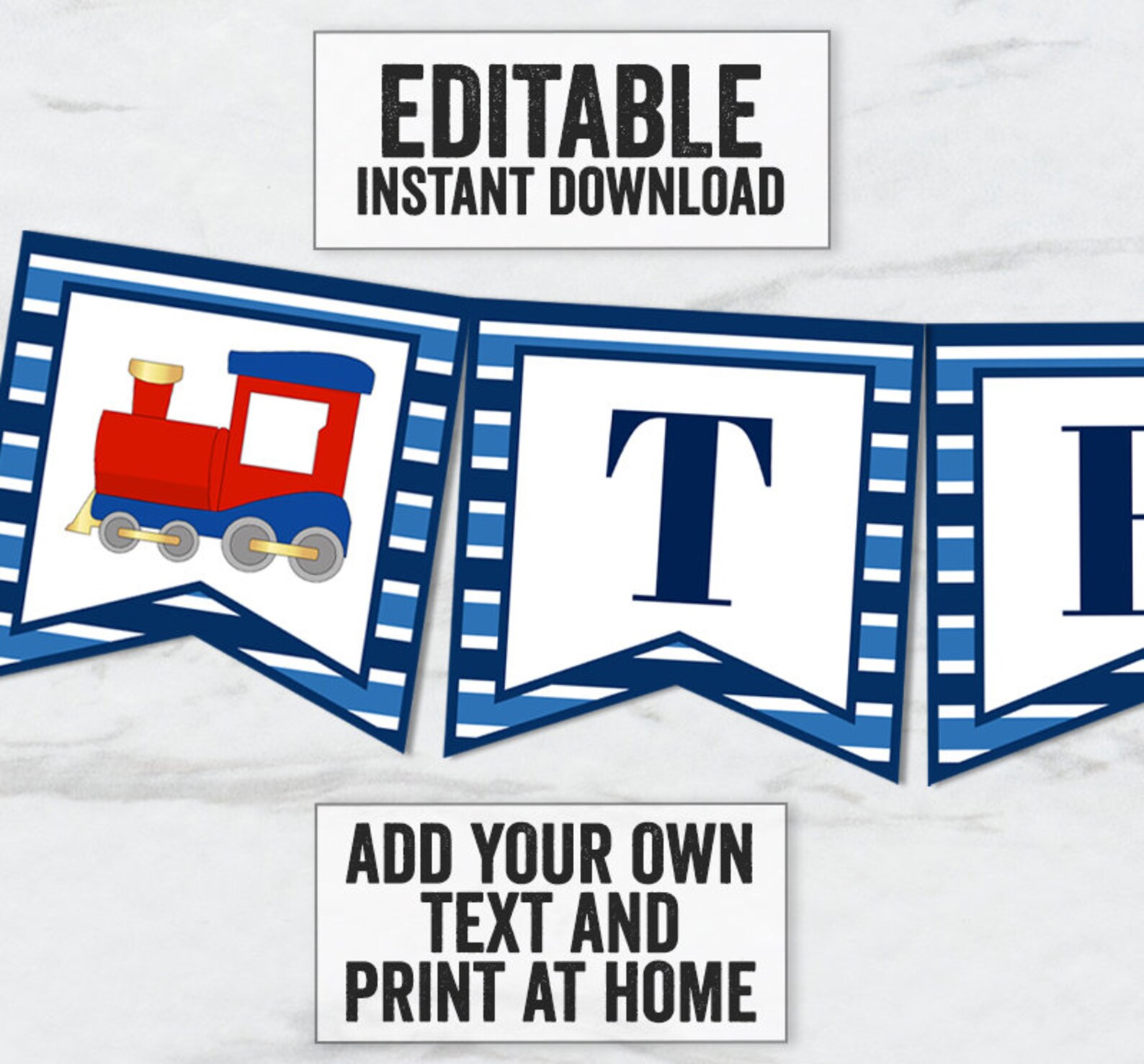 Train Banner Printable Editable Train Party Bunting Add Your | Etsy