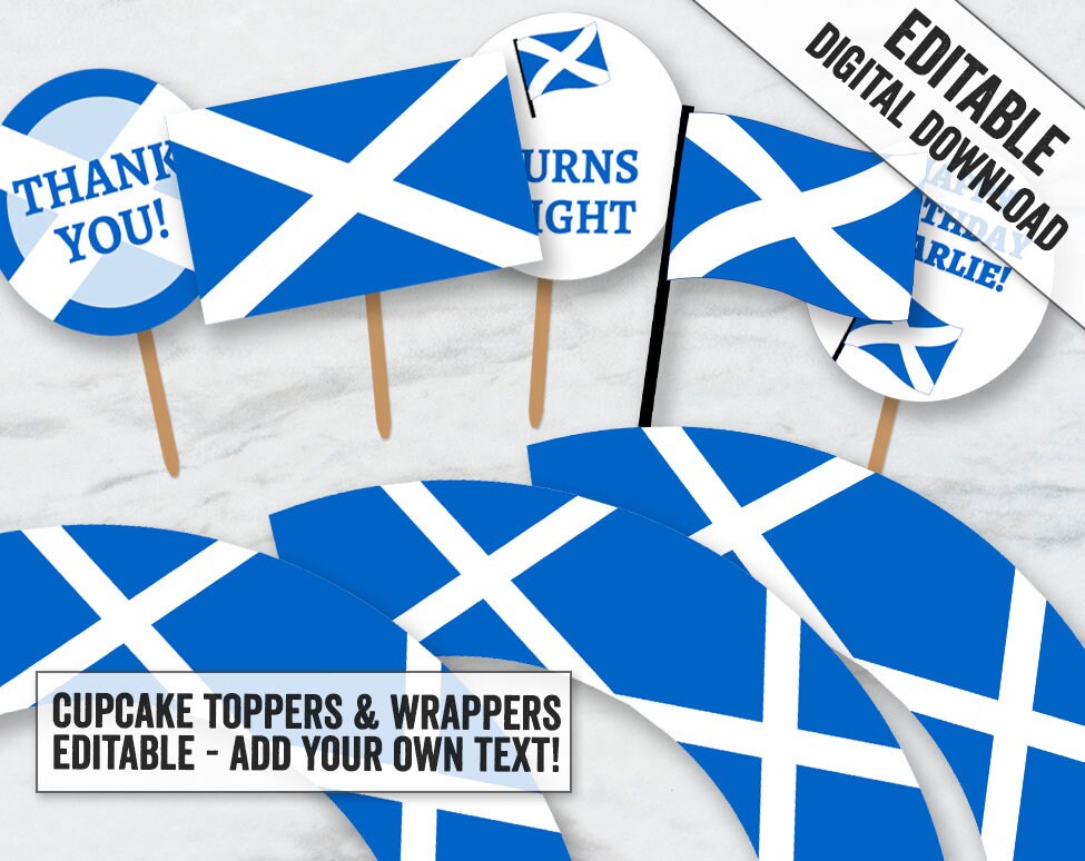 Printable Scottish Party Bundle, Editable Scotland Party Decorations ...