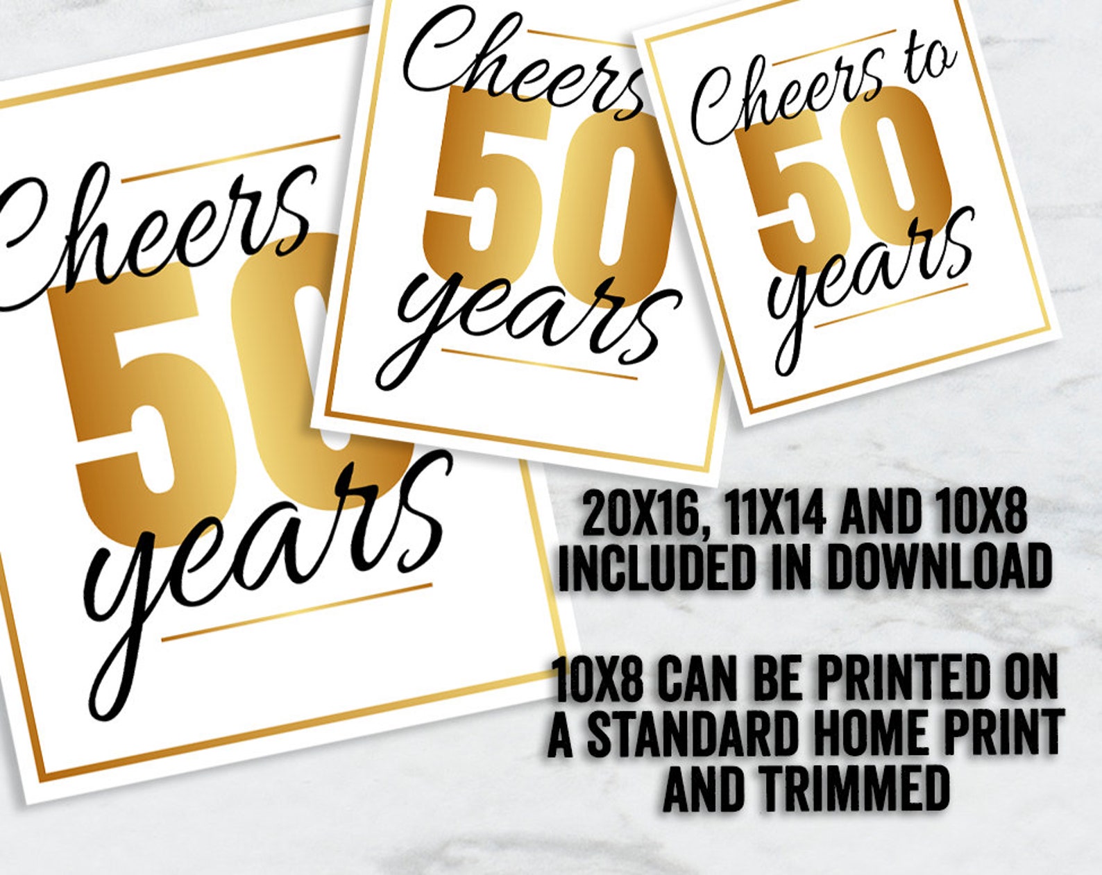 Printable 50th Birthday Signs Gold Party Signs 1973 Gold - Etsy